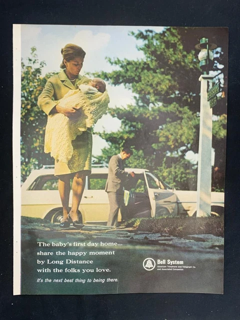 MAGAZINE AD* - 1965 - AT&T / Bell System - Mom and baby go home £6.35 ...