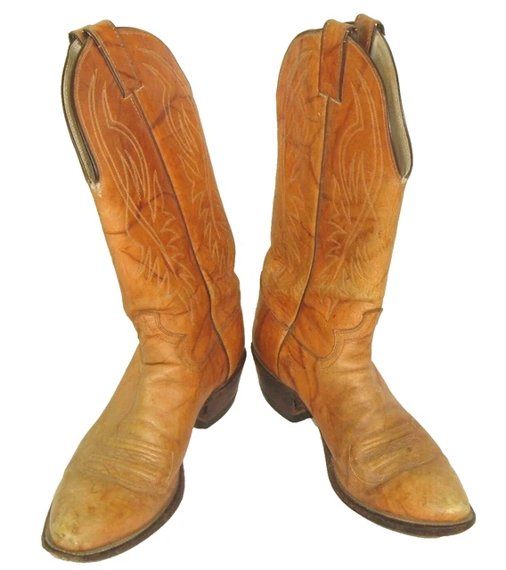 VINTAGE JUSTIN COWBOY Boots Mens 9 1/2 R 1632 Biker Grunge Rockabilly ...