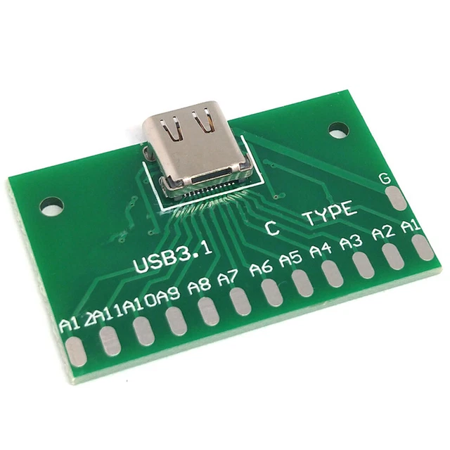TYPE-C USB 3.1 Female Test Board PCB 24Pin Connector Cable Adapter ...