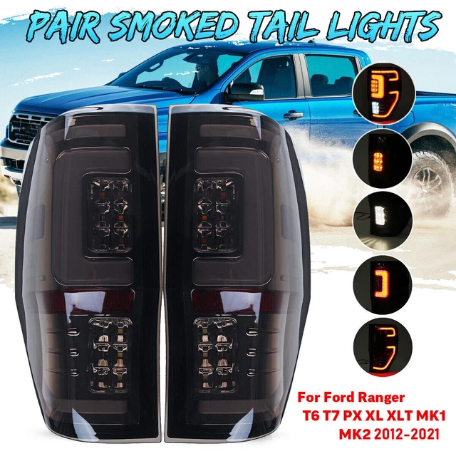 LH+RH SMOKED LED Rear Tail Light Lamp For Ford Ranger MK1 MK2 PX T6 T7 ...