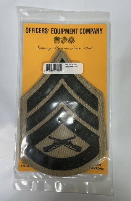 USMC MARINES CHEVRON Staff Sergeant USMC Patch Green Khaki Military E-6 ...