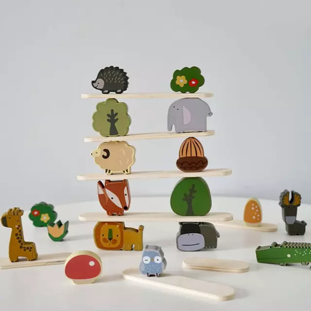 JOUETS EMPILABLES EN bois, jouets de construction, blocs d'animaux, jouets EUR 19,15 - PicClick FR