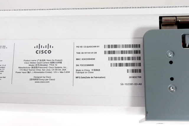 CISCO TTC8-10 / TTC7-25 Spark Webex Codec Plus and Quad Camera ...