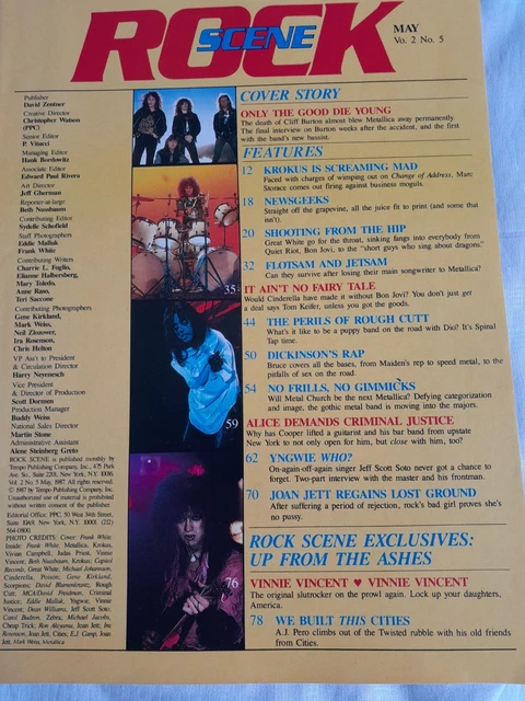 ROCK SCENE MAGAZINE May 1987 featuring Metallica. Very Good Condition £ ...