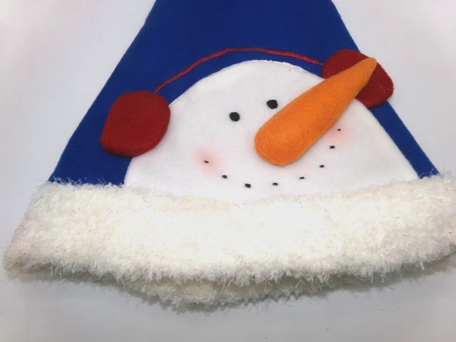 DECEMBER HOME BLUE Snowman Santa Hat Santa Claus Christmas Stocking Hat ...
