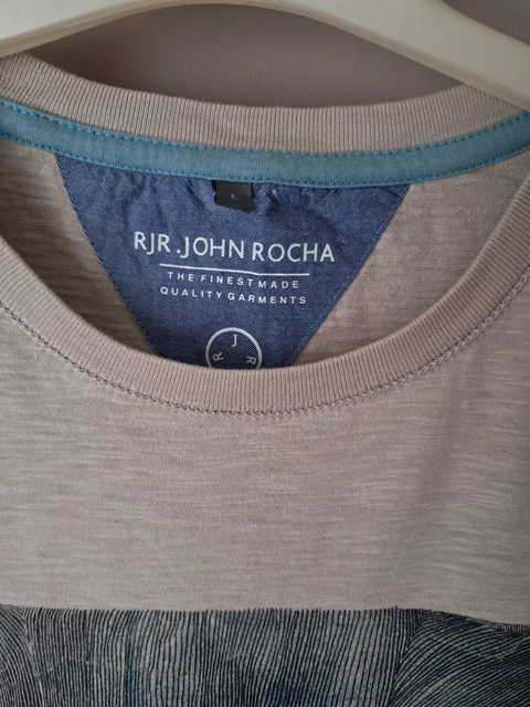 ROCHA JOHN ROCHA Men's Beige T-Shirt with printed graphic ~ size Large ...