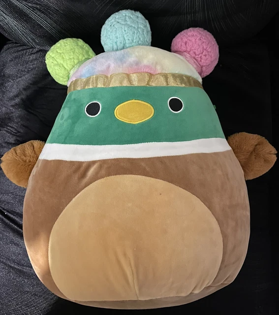 RARE SQUISHMALLOW SQUISH-DOOS 16 Inch Avery The Mallard Rainbow Pom ...