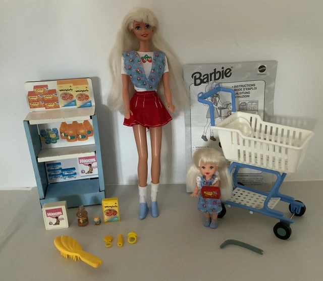 MATTEL 1995 SHOPPIN’ Fun Barbie & Kelly Doll Playset Shopping Mattel ...