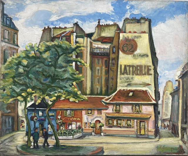 HUILE SUR TOILE Rue Animée à Paris Signée Gaspard Datée 46 EUR 70,00 - PicClick FR