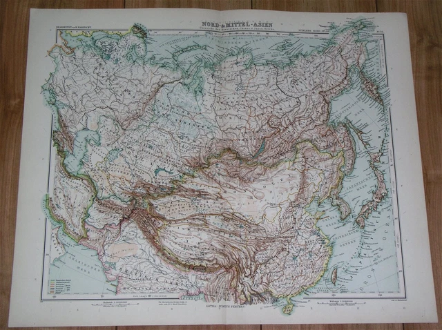 1910 MAP OF Northern Asia China Tibet Mongolia Japan Korea Russia ...