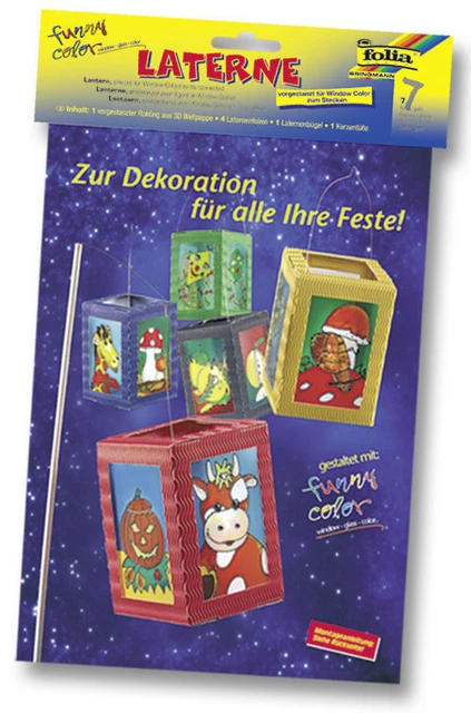 FOLIA FUNNY COLOR Laterne aus 3D-Wellpappe 7-teilig Bastel Set Rohling ...