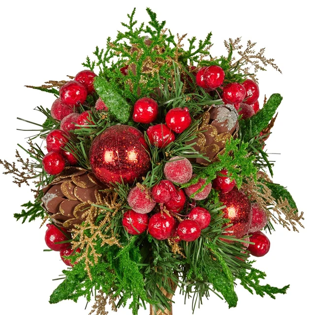 CHRISTABELLE 36CM CHRISTMAS Topiary Tree Table Decor Baubles Berries ...