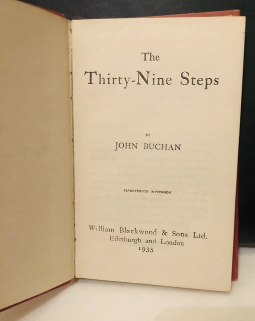 THE THIRTY-NINE STEPS BUCHAN John 1935 Blackwood Edition Book 17th ...