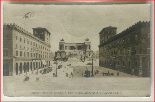 CARTOLINA ANTICA ROMA Piazza Venezia Monumento Vittorio Emanuele II ...