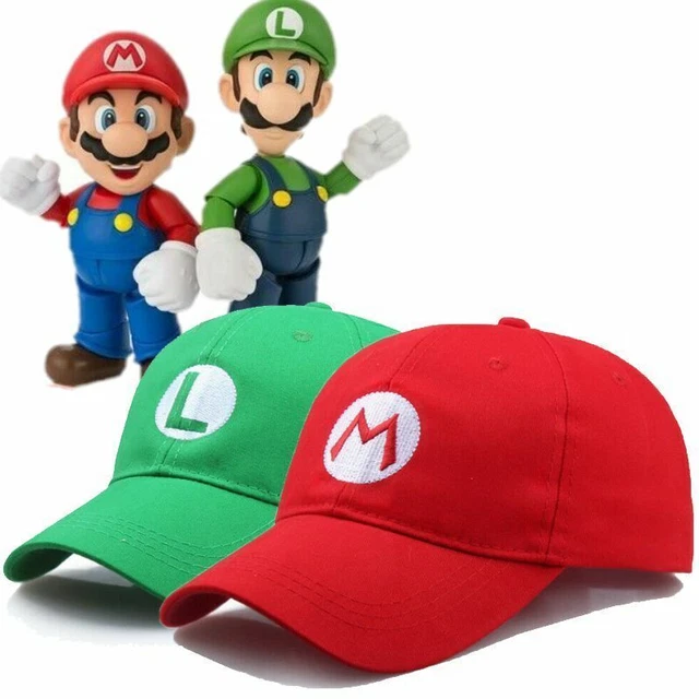 SUPER MARIO BROS Hat Luigi Cap Anime Cosplay Costume Baseball Adults ...