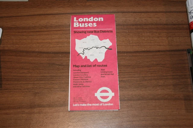 LONDON TRANSPORT BUS Map List of Routes No: 1 1980 £2.00 - PicClick UK