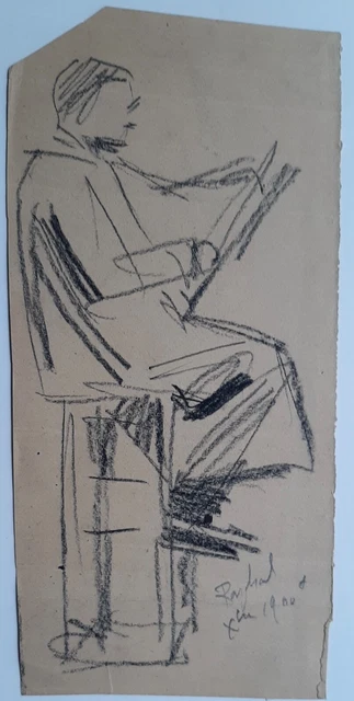 1900 SITTING MAN Drawing by Unidentified Pencil Drawing on Vellin £21. ...