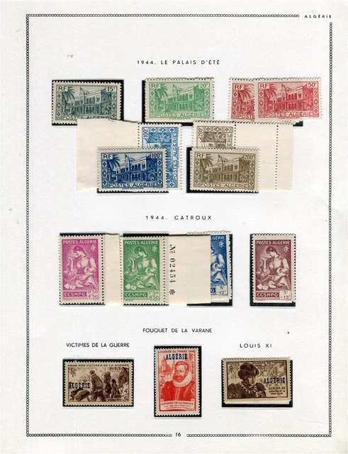 FRENCH COLONIES; ALGERIA 1944 Pictorial issues ( Most MNH ) Sets on ...