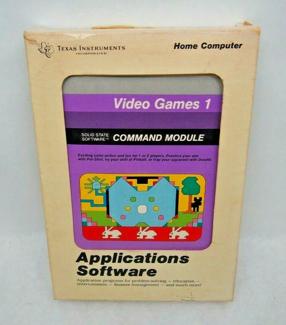 TEXAS INSTRUMENTS TI-99 4A computer cartridge, 'Video Games 1', PHM ...