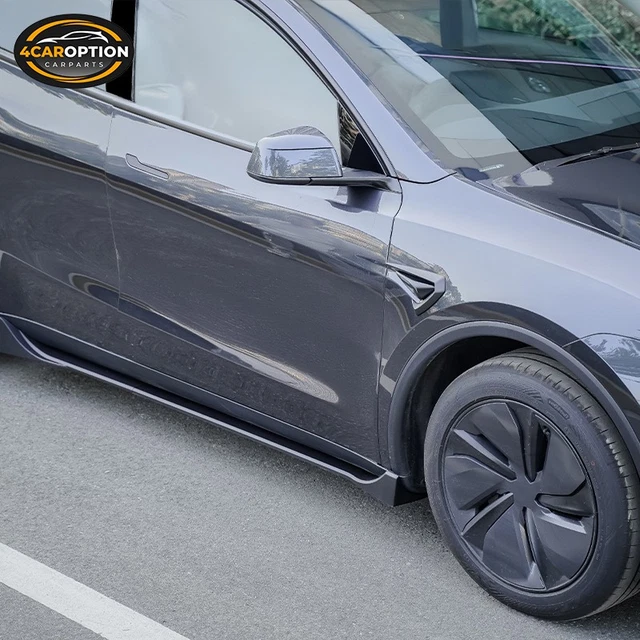 SIDE SKIRTS FITS 25-26 Tesla Model Y Juniper Matte Black Rocker Panel ...