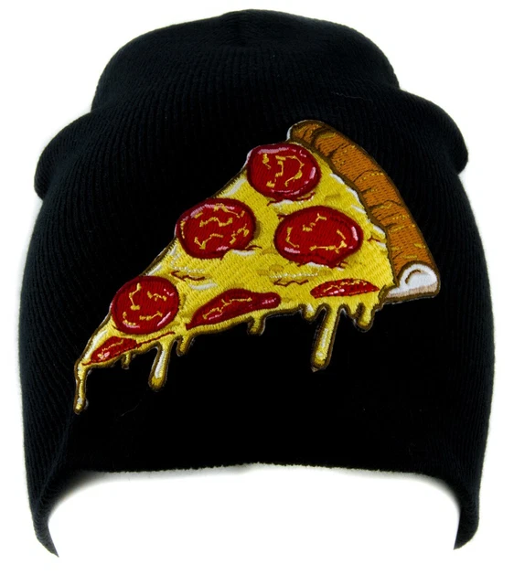 PEPERONI PIZZA SLICE Black Beanie Knit Cap Hat Domino's Hut Little ...