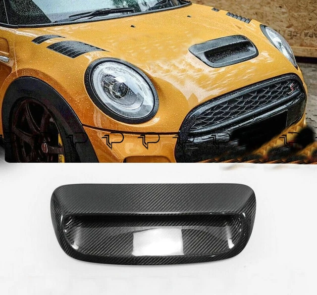 REAL CARBON FIBER Flow Hood Scoop Intake Bonnet Vent For Mini Cooper S ...
