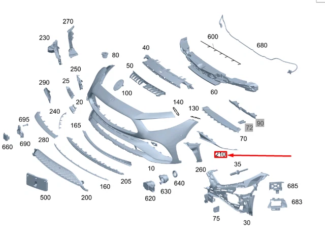 NEW MERCEDES-BENZ CLS C257 Front Bumper Left Side Trim Strip ...