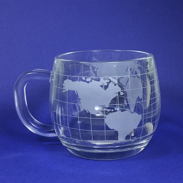 NESTLE NESCAFE SMALL Clear Glass Globe World Map 8oz Coffee Mug £12.80 ...