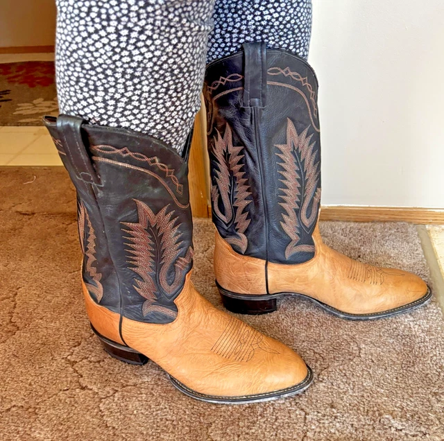 TONY LAMA Western Cowboy Boots Men's 10C El Paso Texas Black Label Pre ...