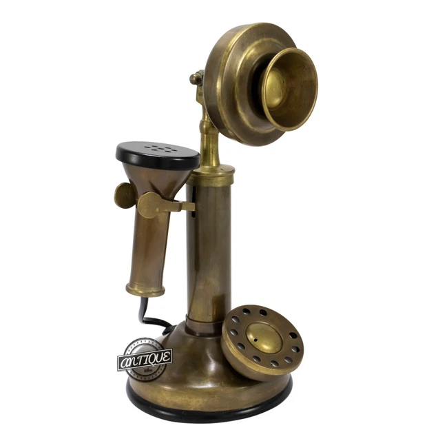 ANTIQUE BRASS CANDLESTICK Dummy Phone Tabletop Retro Look Vintage ...