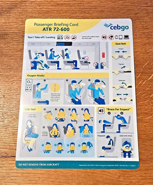 RARE ! CEBU PACIFIC CEBGO ATR72-600 Safety card EUR 6,90 - PicClick DE