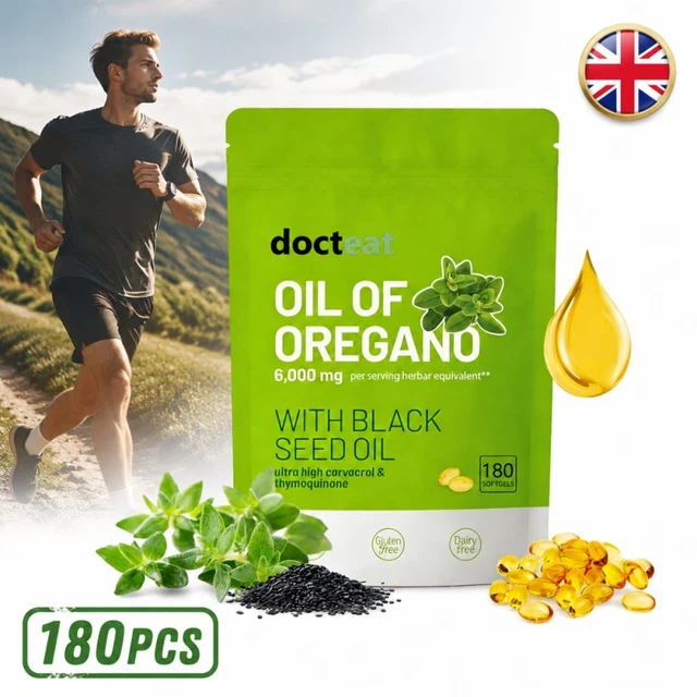 WILD OREGANO OIL 6000mg 180 Softgels + Black Seed Oil High Strength ...