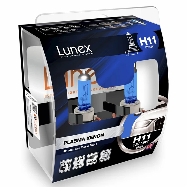 LUNEX PLASMA XENON 5000K H11 12V 55W Bombillas PGJ19-2 HardCase EUR 24 ...
