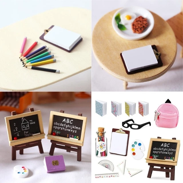RESIN DOLLHOUSES CLASSROOM Kits Miniature Books Ruler Dollhouses ...