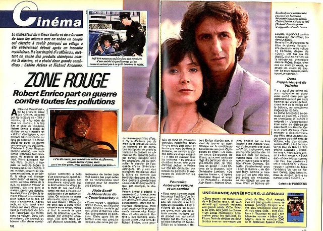 COUPURE DE PRESSE Clipping 1986 Zone Rouge S Azéma & Richard Anconina (2 pages) EUR 5,00 ...