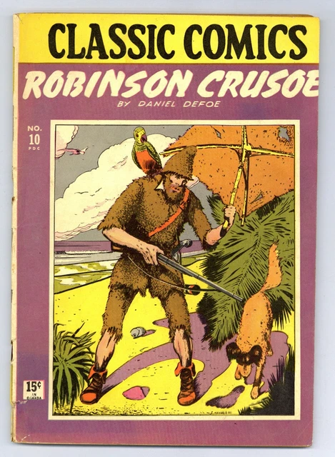 CLASSIC COMICS 10 (GVG/VG-) ROBINSON CRUSOE HRN 14 LDC 1943 Classics ...