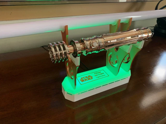 DISPLAY STAND LIGHTSABER Princess Leia Organa/Rey Skywalker Neopixel ...
