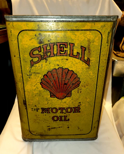 VINTAGE OLD TIN Box Oil Can Shell Tractor Heavy Motor Oil 4 Imperial ...
