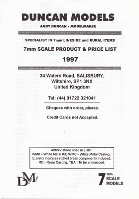 DUNCAN MODELS 7MM Product & Price List £1.99 - PicClick UK