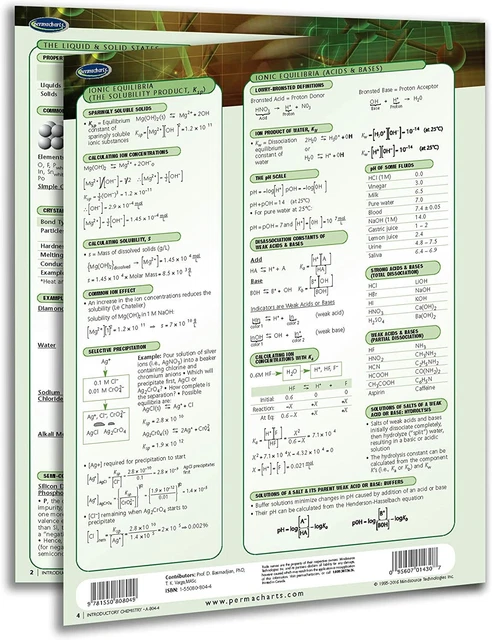 LAMINATED QUICK REFERENCE INTRODUCTORY CHEMISTRY GUIDE - Permacharts ...