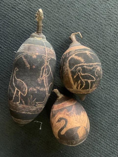 AUSTRALIAN CARVED EMU Carved Indigenous Kangaroo Design Boab Nut Lot ...