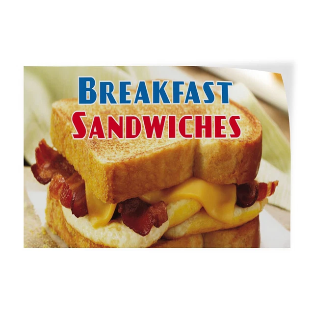 DECAL STICKERS BREAKFAST Sandwiches Advertising Printing C Store Sign ...