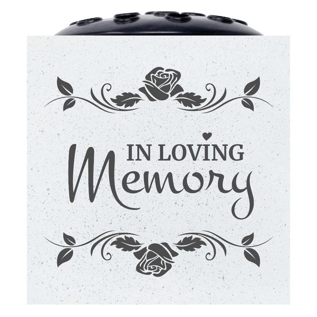 IN LOVING MEMORY Rose Floral Memorial Graveside White Flower Bowl Vase ...