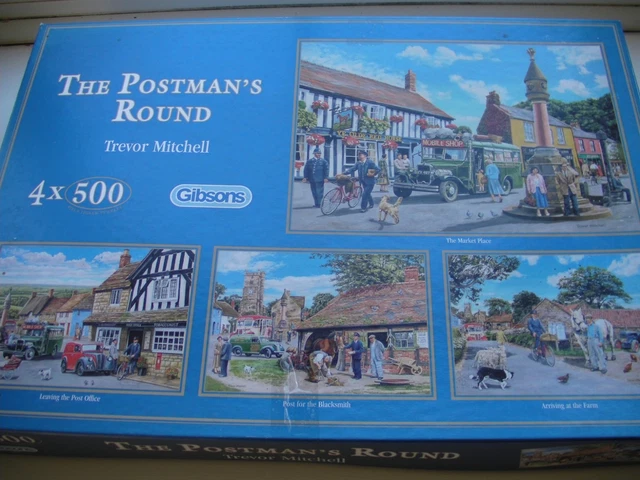 'THE POSTMAN'S ROUND' by Trevor Mitchell 4 x 500-piece Gibsons Jigsaw ...