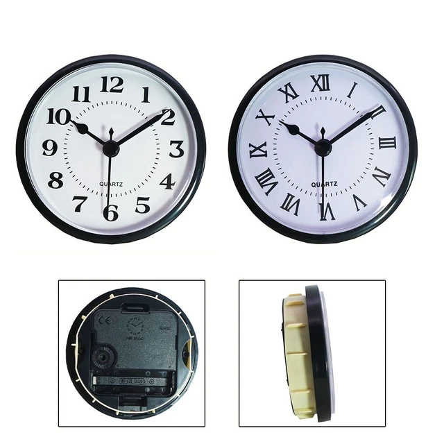 CLEAR DIAL 312 Inch Quartz Clock Fitup Insert with Black Roman Numerals ...