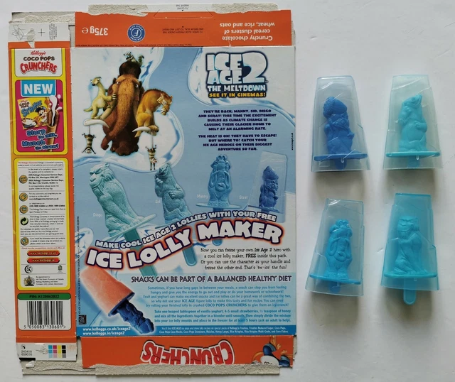 2006 KELLOGGS COCO Crunchers Cereal Ice Age 2 Ice Lolly Maker Set x ...
