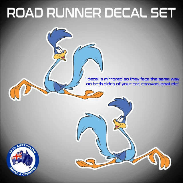 ROAD RUNNER QUALITY vinyl decal sticker SET. Car,ute,caravan,camper van ...