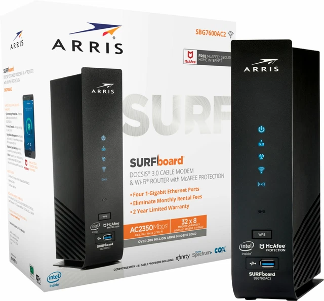 ARRIS - SURFBOARD DOCSIS 3.0 Cable Modem & AC2350 Wi-Fi Router Combo ...
