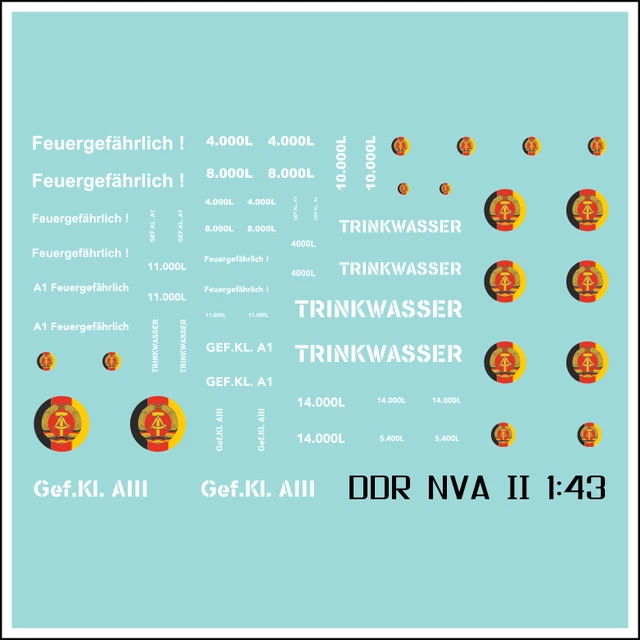 GLISSADE D'EAU STICKET 1:43 - DDR Nva Camion-Citerne Essence - W50 ...