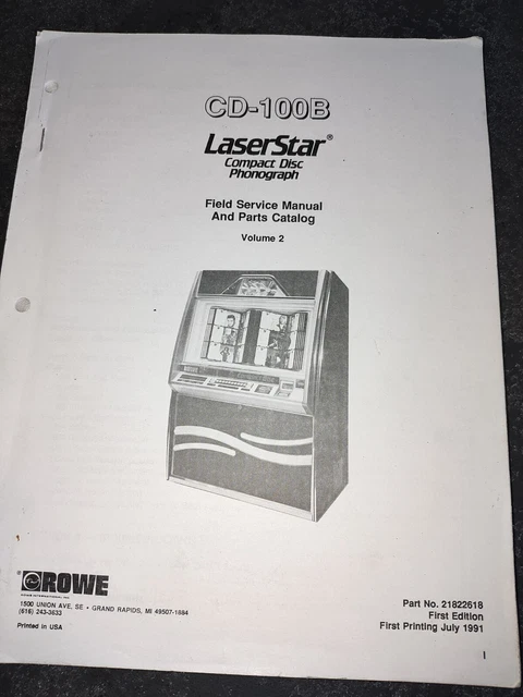 ROWE CD-100B LASER Star Jukebox Service Manual & Parts Catalogue £15.00 ...
